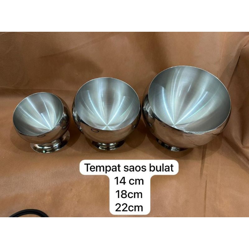 Jual Wadah Bulat Tempat Saos Tomat Sambal Bulat / Bumbu Dapur Gula Garam Kecap Stainless Steel ...
