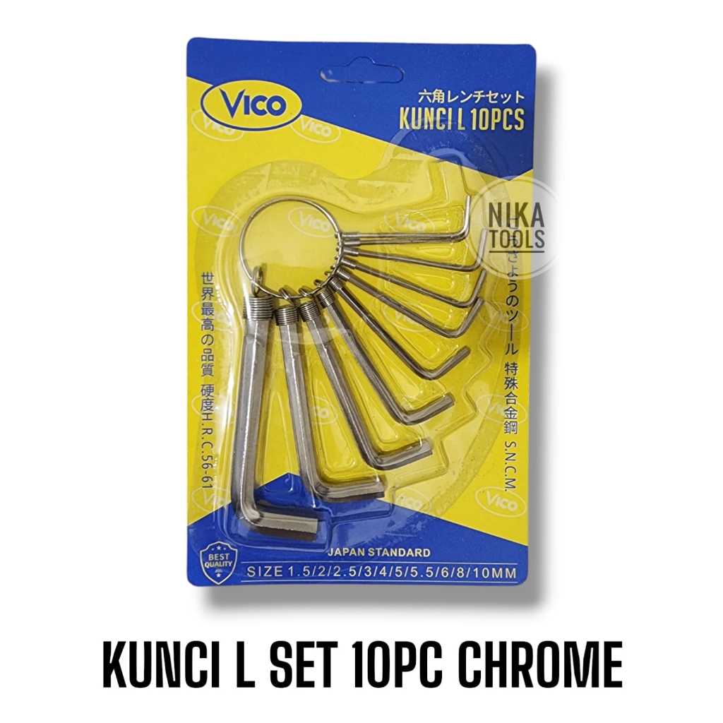 Jual Kunci L Set Isi 10 Hex Key Ring 2 Warna Hitam & Silver | Shopee ...