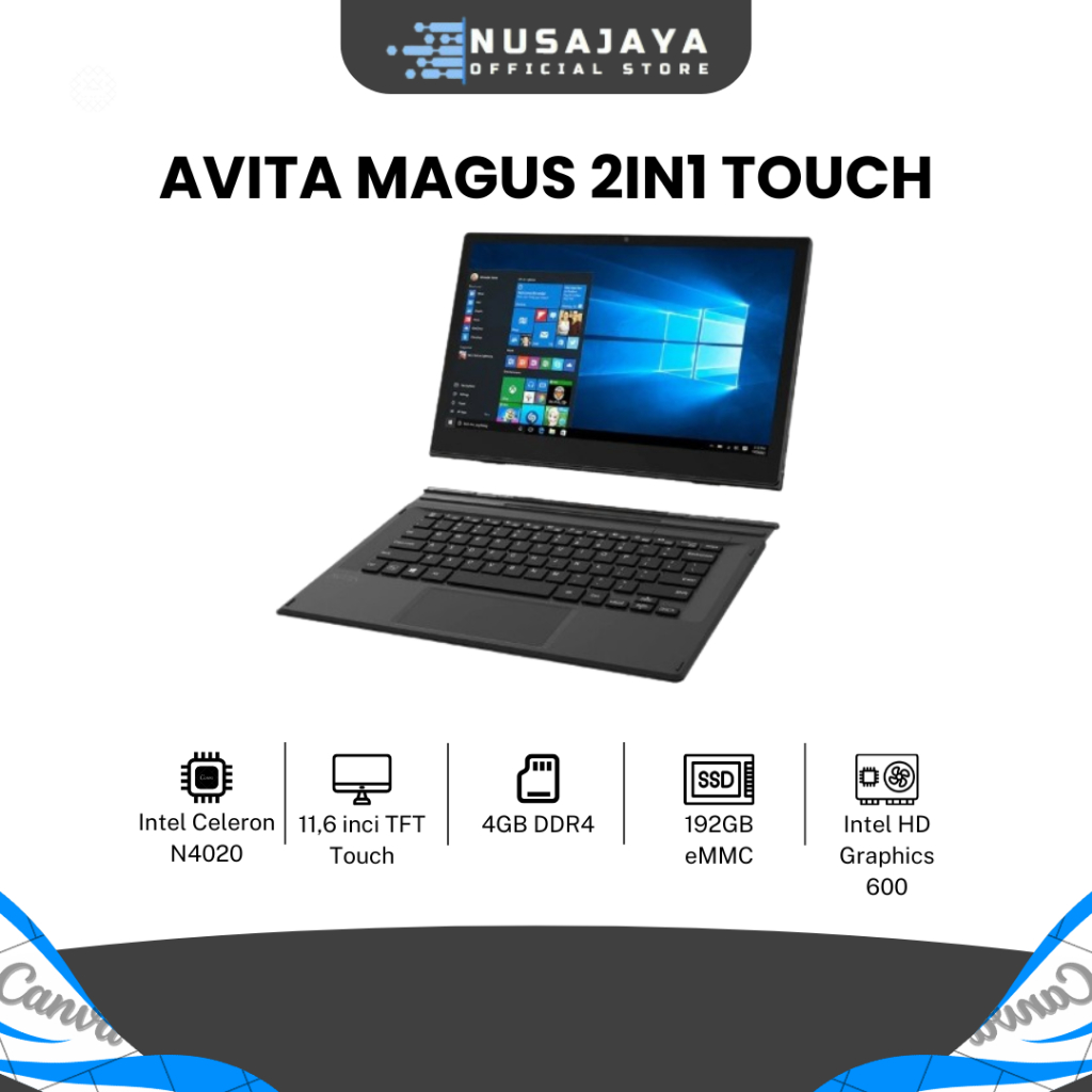 Jual AVITA MAGUS 2IN1 TOUCH N4020 4GB 128GB W10 11.6FHD IPS Detachable ...
