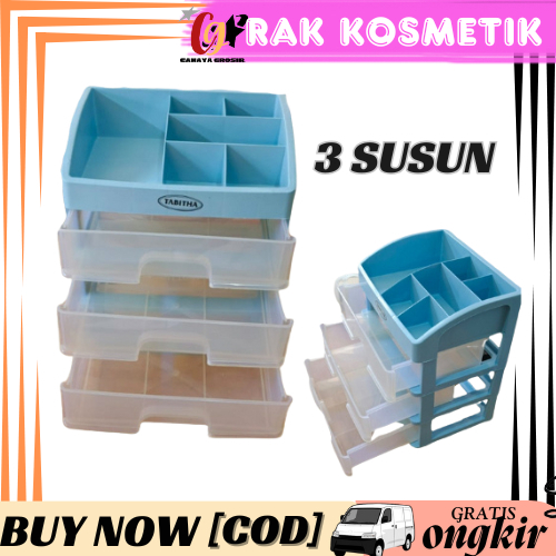 Jual RAK KOSMETIK PLASTIK 3 SUSUN JUMBO Rak laci mini Serbaguna tempat ...