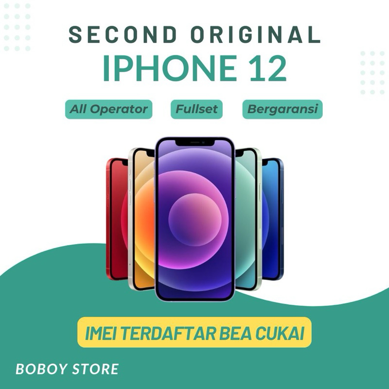 Jual Iphone 12 64Gb / 128Gb / 256Gb Second Imei Terdaftar Beacukai Fullset | Shopee Indonesia