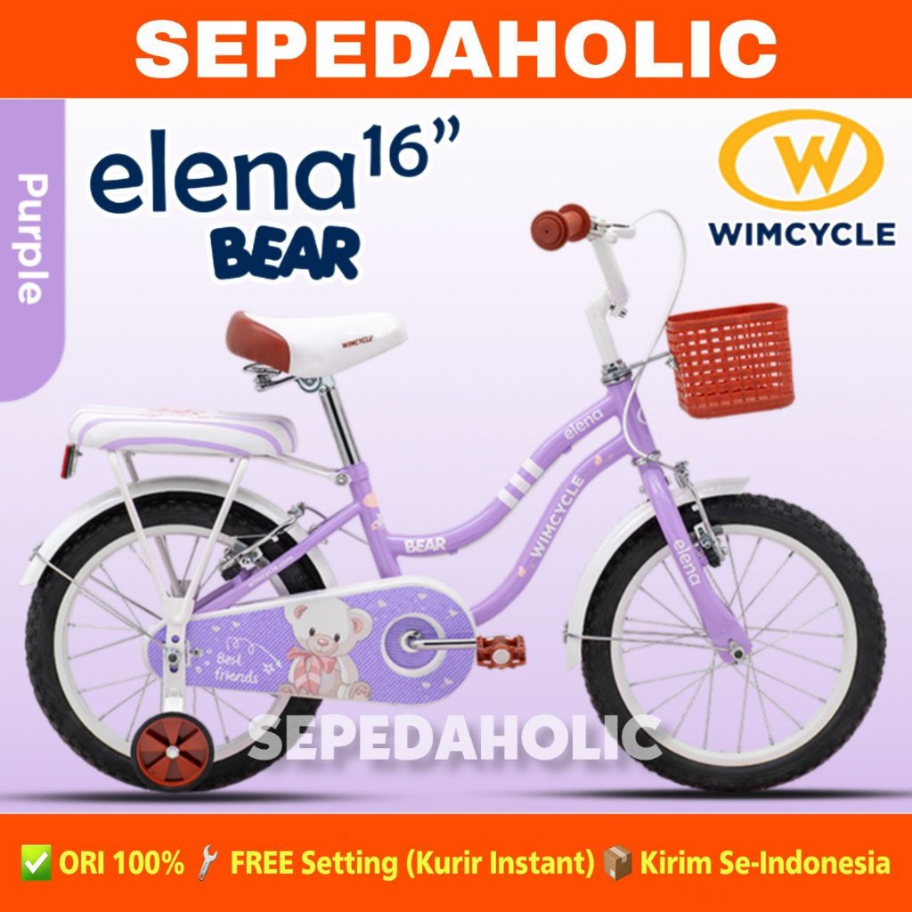 Jual Sepeda Anak Perempuan WIMCYCLE ELENA BEAR Keranjang Ukuran 16 Inch ...
