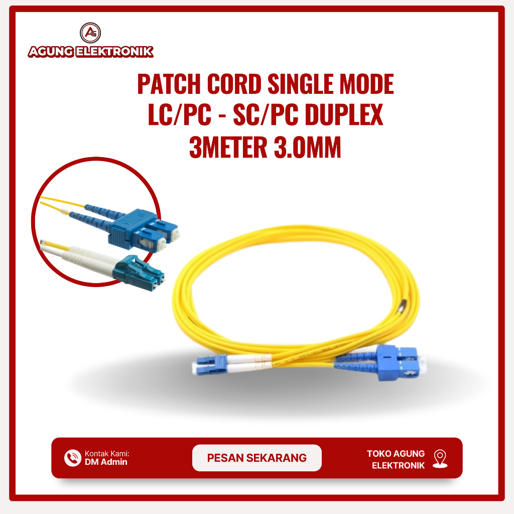 Jual KABEL PATCH CORD ONILINK SC UPC - LC UPC SINGLE MODE DUPLEX 3METER 3MM | Shopee Indonesia
