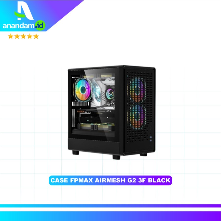 Jual CASE FPMAX AirMesh G2 Black + 3 Fan RGB Micro ATX ITX Casing ...