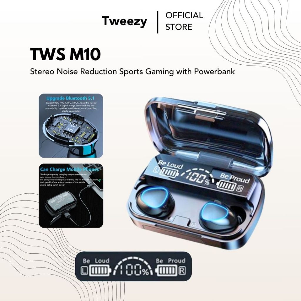 Jual Wireless Earphone TWS M10 Bluetooth 5.1 In Ear Headset Earphone Earbuds HiFi Stereo Noise ...
