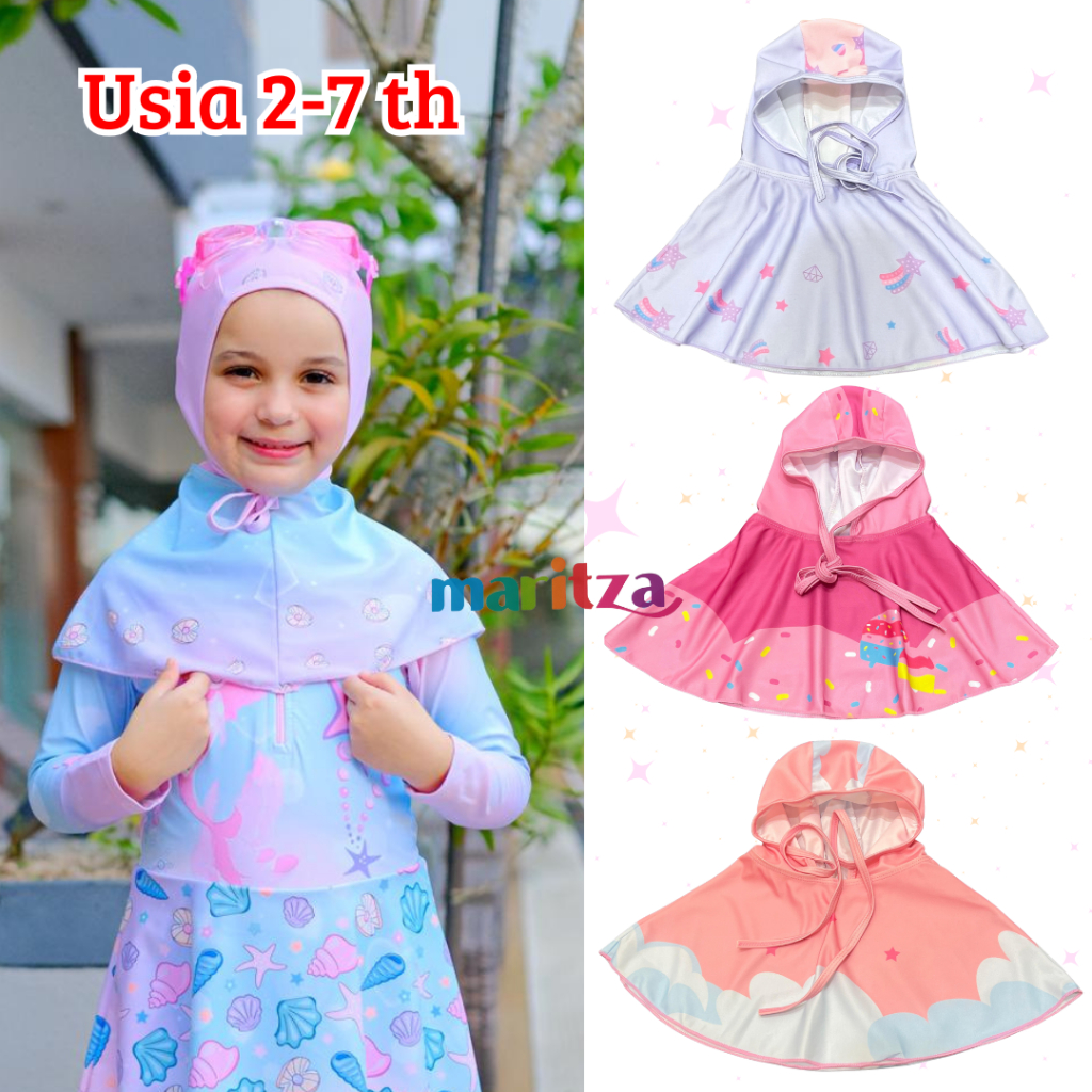 Jual Kerudung Renang Anak Perempuan 2 - 7 Tahun / Jilbab Renang / Hijab ...