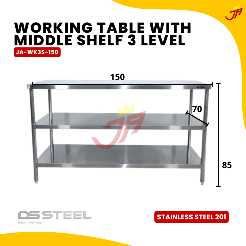 Jual DS STEEL Meja Dapur Stainless / Meja stainless stell 3 susun ...