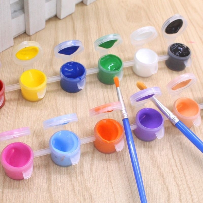 Jual HLM - Cat Lukis Kecil / Akrilik / Acrylic Paint Set 6 / 12 Warna ...