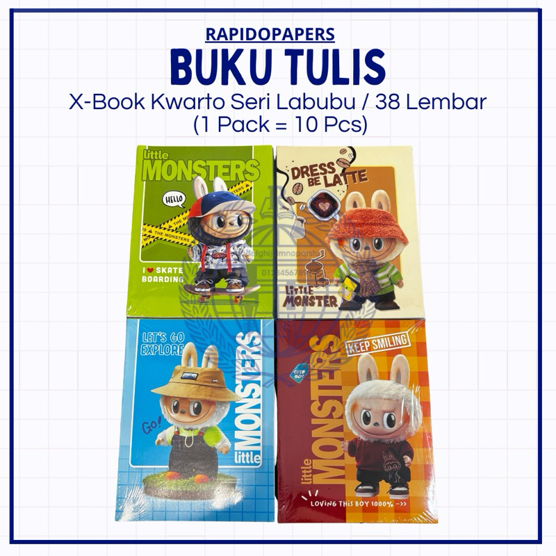 Jual Buku Tulis Labubu [X-BOOK, 1 Pack isi 10 Buku, 38 Lembar] Alat ...