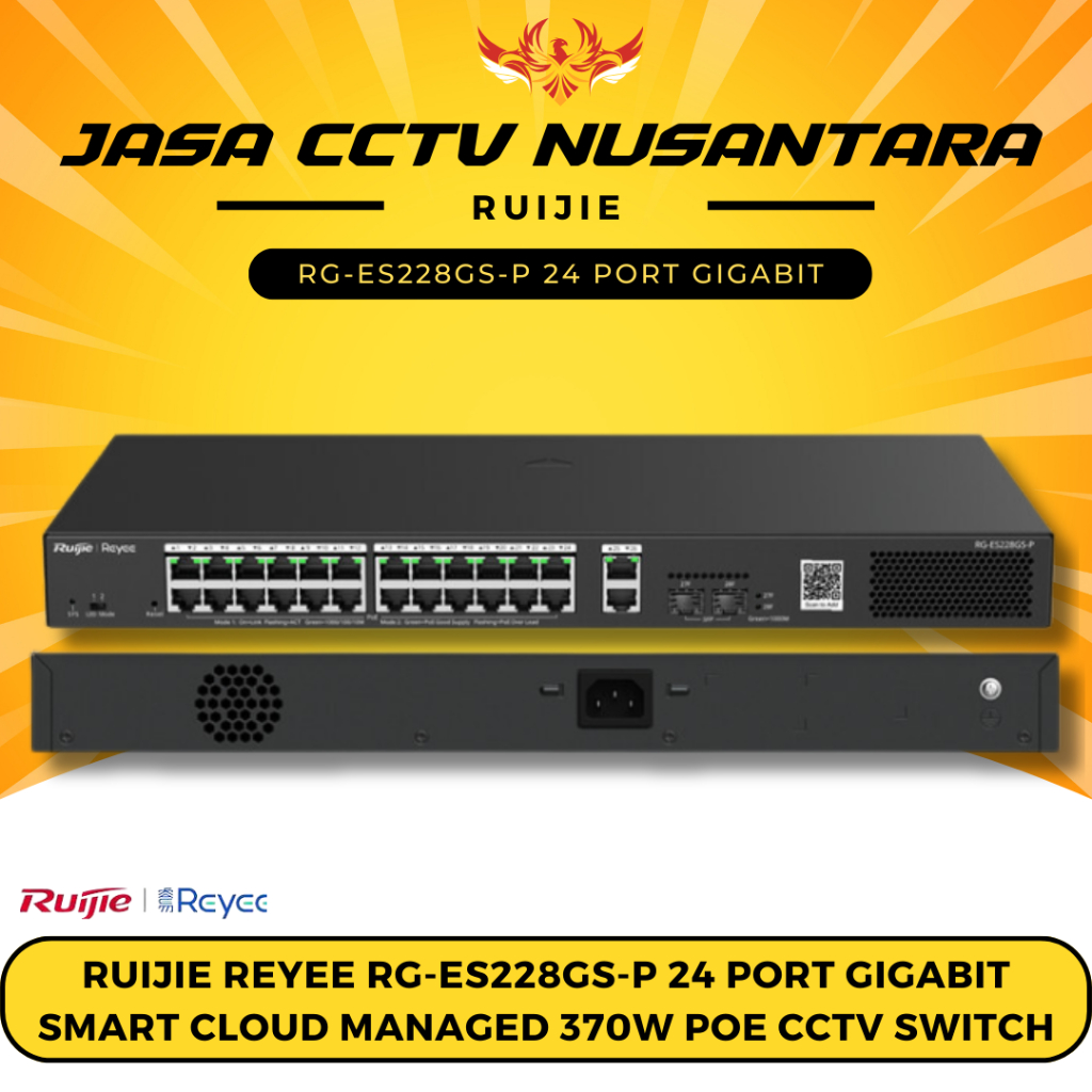 Jual RUIJIE REYEE RG-ES228GS-P 24 PORT GIGABIT SMART CLOUD MANAGED 370W POE CCTV SWITCH | Shopee ...
