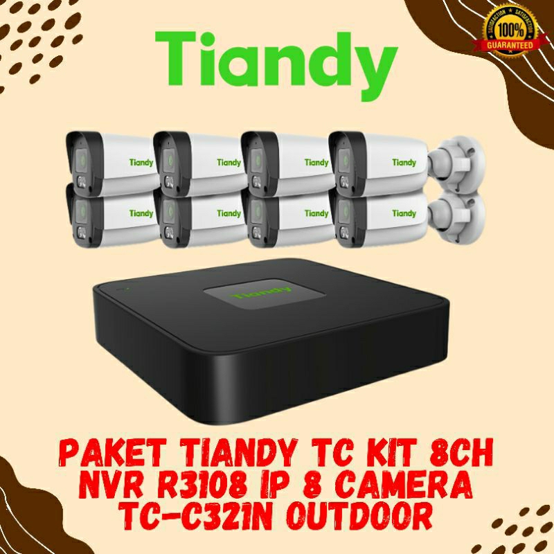 Jual Paket Tiandy TC KIT 8CH NVR R3108 IP 8 Camera TC-C321N Outdoor ...