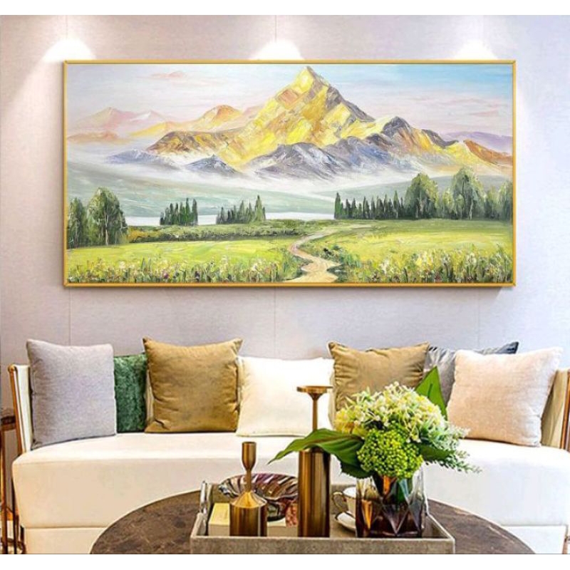 Jual lukisan gunung moderen plus frame | Shopee Indonesia