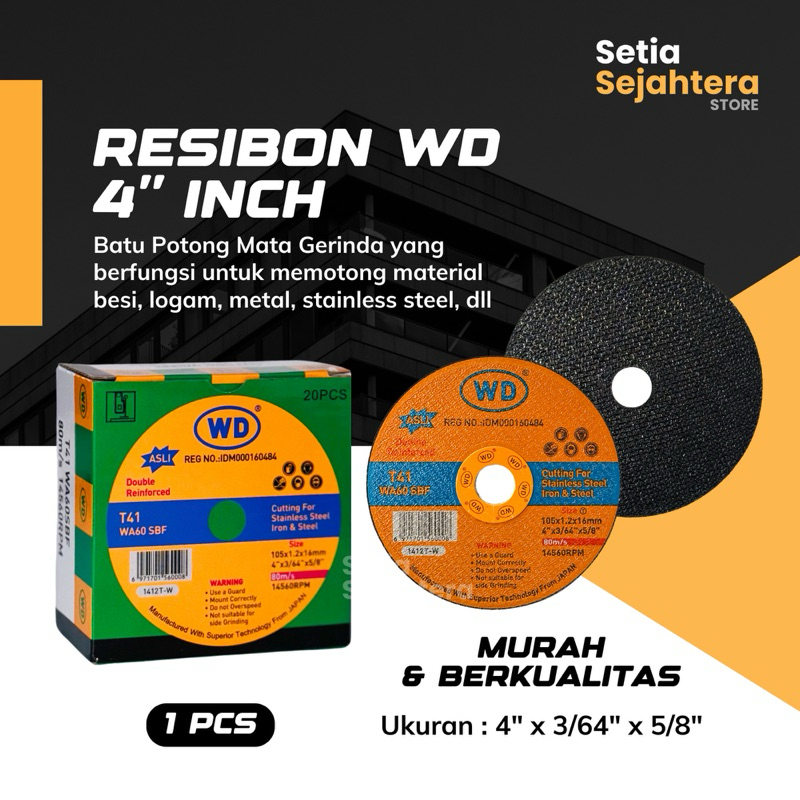 Jual WD Batu Potong Mata Gerinda Resibon 4" inch T41 WA60 SBF - 1 pcs ...