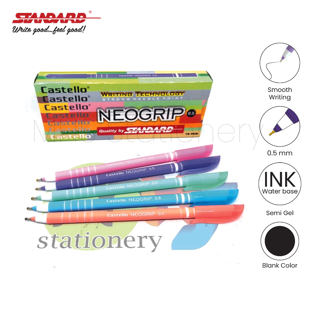 Jual STANDARD Bolpoin Pulpen Ballpoint Semi Gel Pen Pena Castello ...
