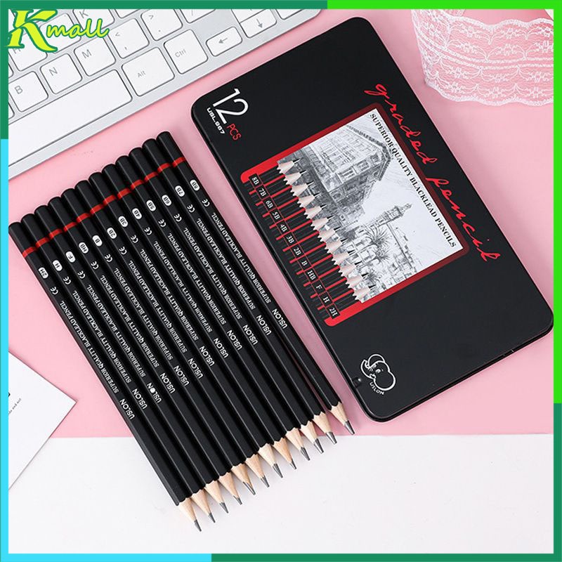 Jual 12 pcs Pensil gambar sketsa set lengkap 2H H F B HB 2B 3B 4B 5B 6B 7B 8B Charcoal Pencils ...