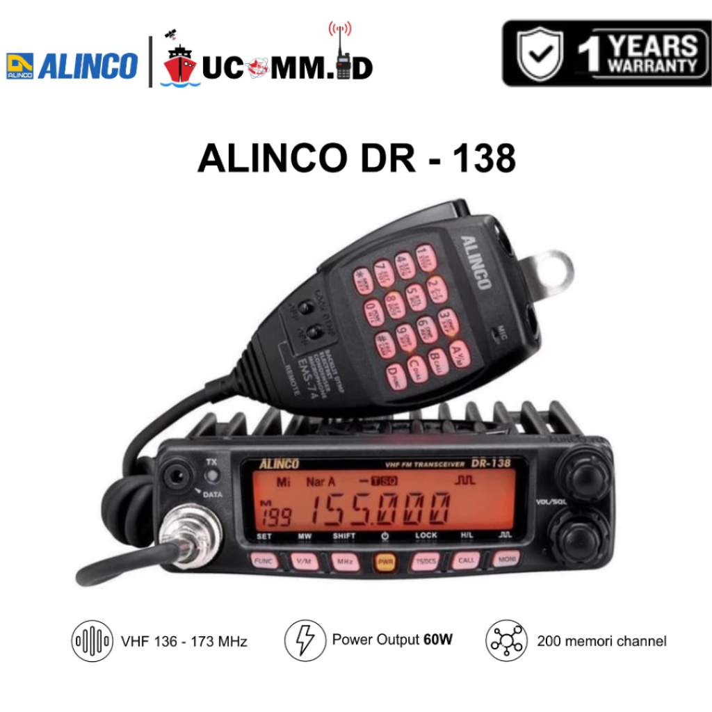 Jual Alinco DR-138 DR138 138 Radio Rig VHF 60Watt Original Garansi Resmi 1 Tahun | Shopee Indonesia