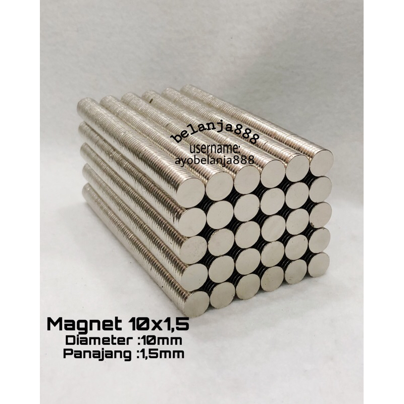 Jual Magnet NEODYMIUM bulat ukuran 10x1,5 satuan warna crum | Shopee ...