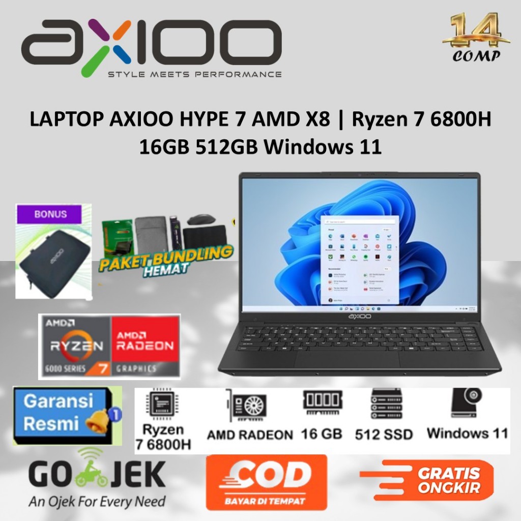 Jual LAPTOP AXIOO HYPE 7 AMD X8 | Ryzen 7 6800H 16GB 512GB Windows 11 ...