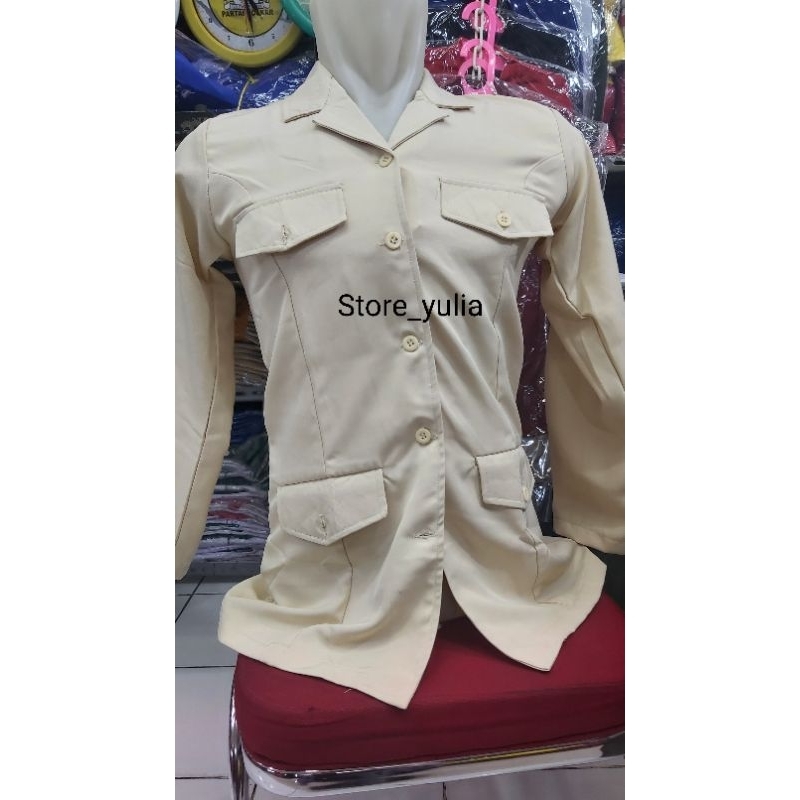 Jual Seragam atau baju satu set KEMHAN PDH wanita warna cream | Shopee ...