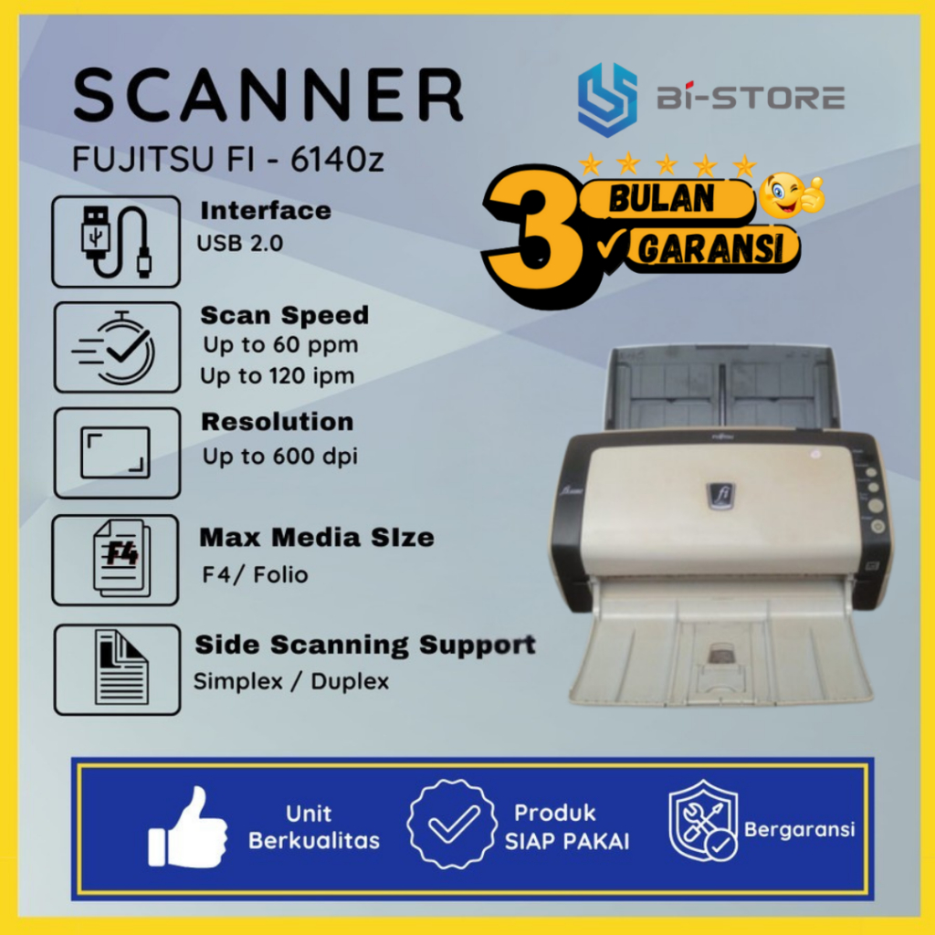 Jual Scanner Folio F4 Fujitsu Fi-6140z Dengan Kecepatan Scan Hingga 60 ...
