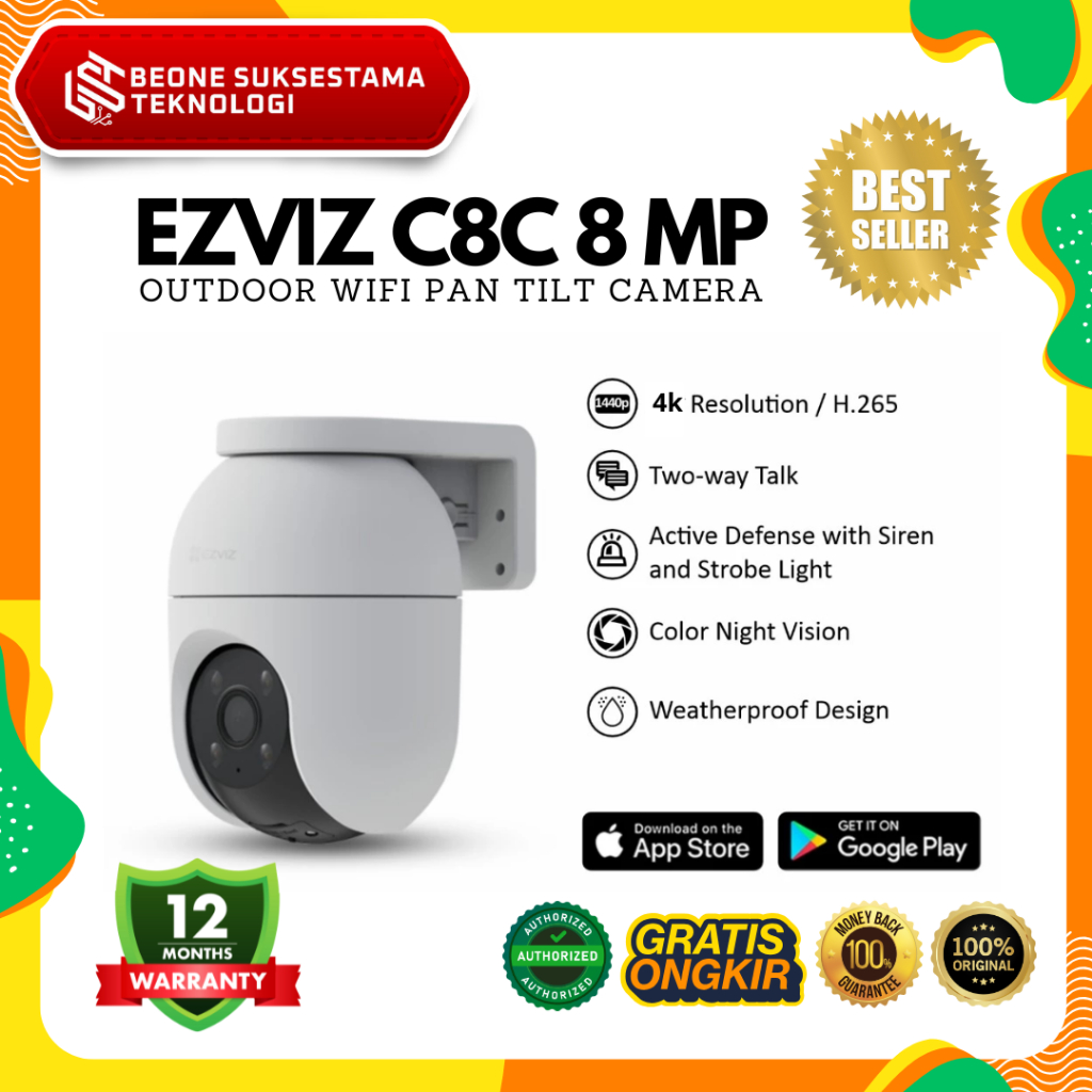 Jual EZVIZ C8C-8MP 8MP PAN-TILT COLORNIGHT VISION 2 WAY AUDIO H.265 ...