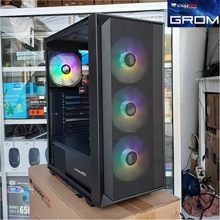 Jual Casing VenomRX GROM - ATX 4 Fan Fixed RGB Tempered Glass No PSU ...