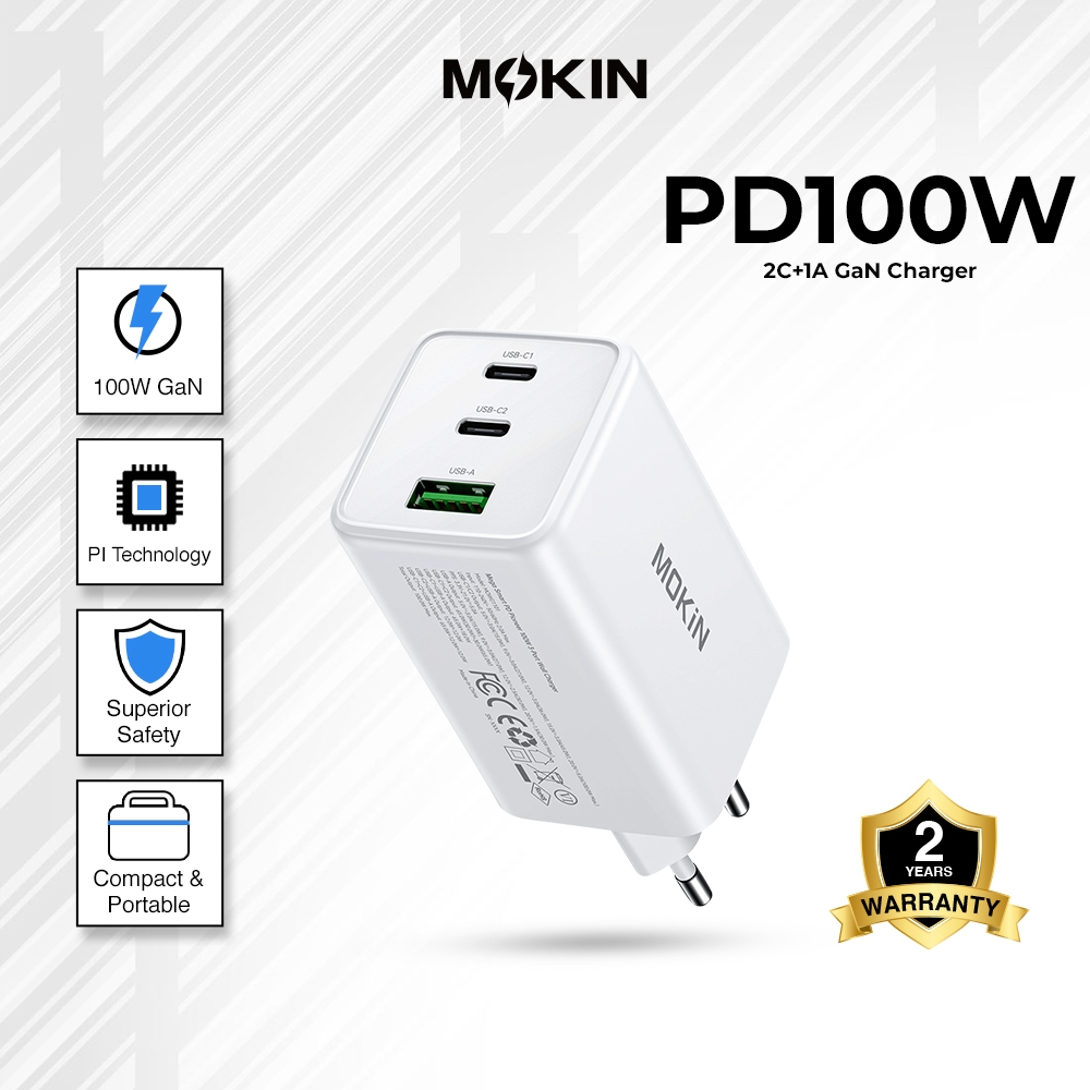 Jual MOKiN PD 100W 3-Port Wall Charger White | Shopee Indonesia