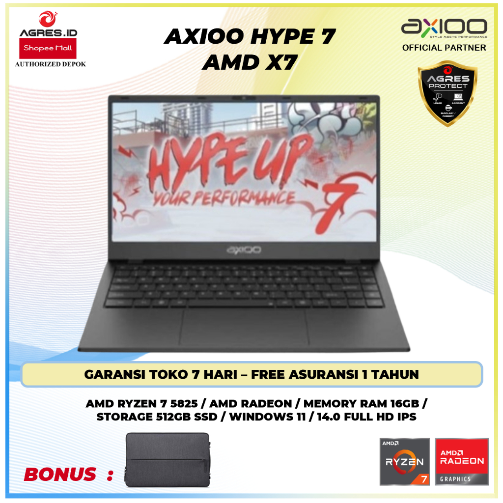 Jual Axioo Hype 7 X7 AMD Ryzen 7 5825 16GB 512GB Win 11 14.0 Full HD ...