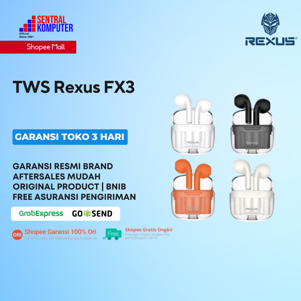 Jual Rexus Earphone TWS FX3 Bluetooth WHITE | Shopee Indonesia