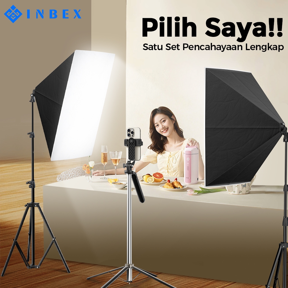 Jual INBEX softbox Lighting 5500K Potret Fotografi 50x70cm lampu konten ...