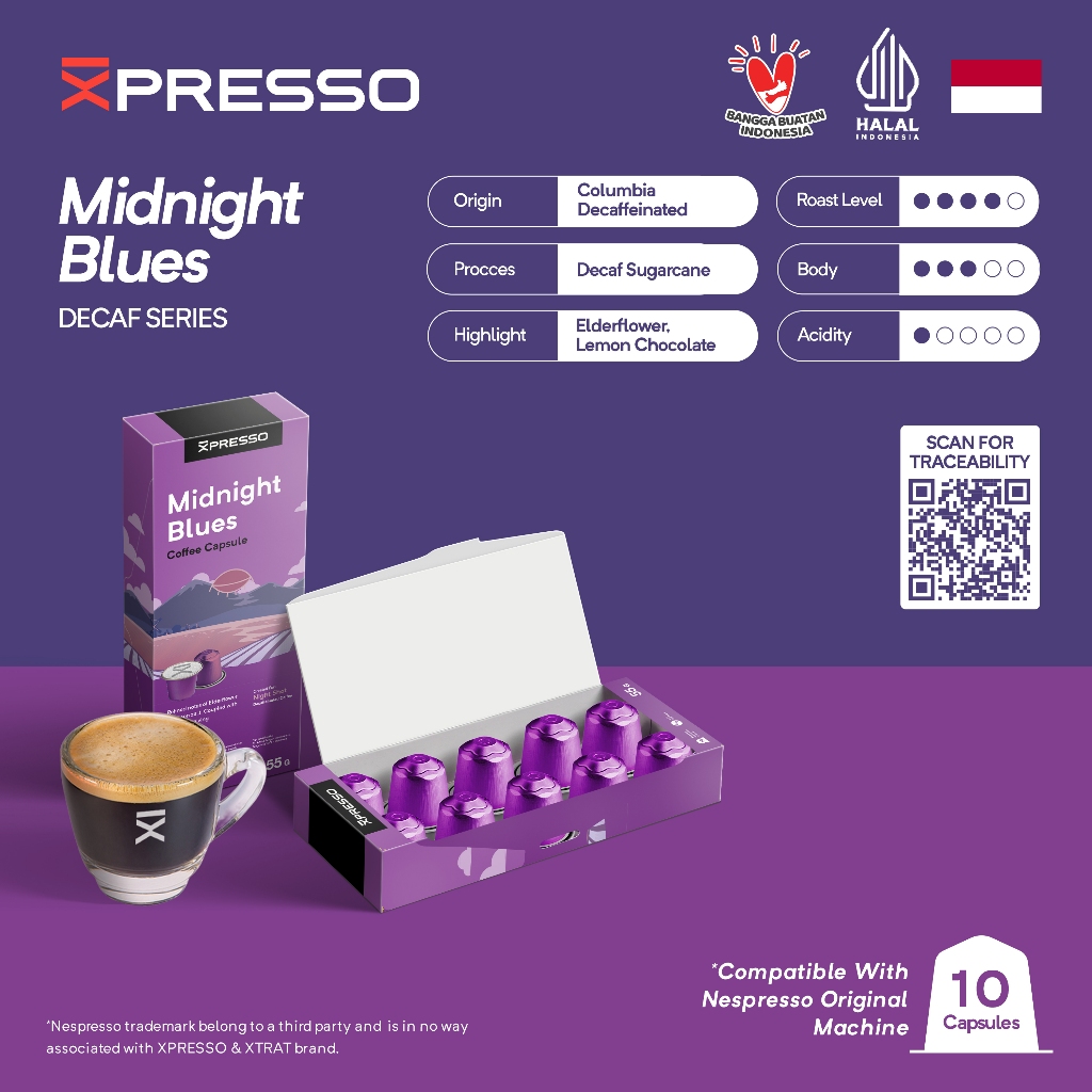 Jual XPRESSO Kopi Kapsul - Midnight Blues DECAF - Nespresso Coffee ...