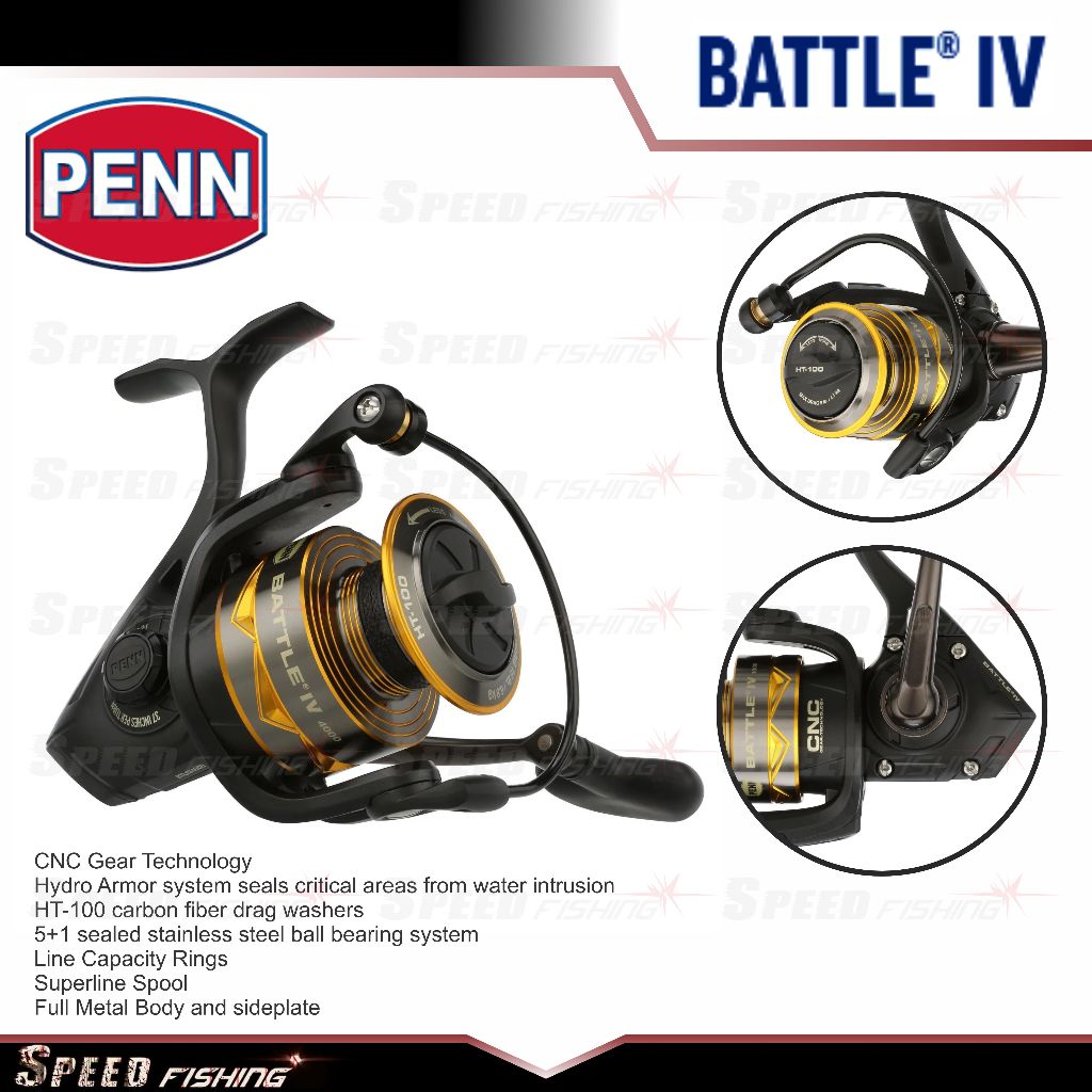 Jual Reel Pancing Penn Battle IV 4000 6000 4000HS Metal Body Spinning ...