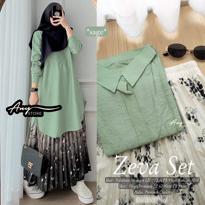 Jual Baju Pololinen Mix Skirt Hyget Zeva Set | Shopee Indonesia
