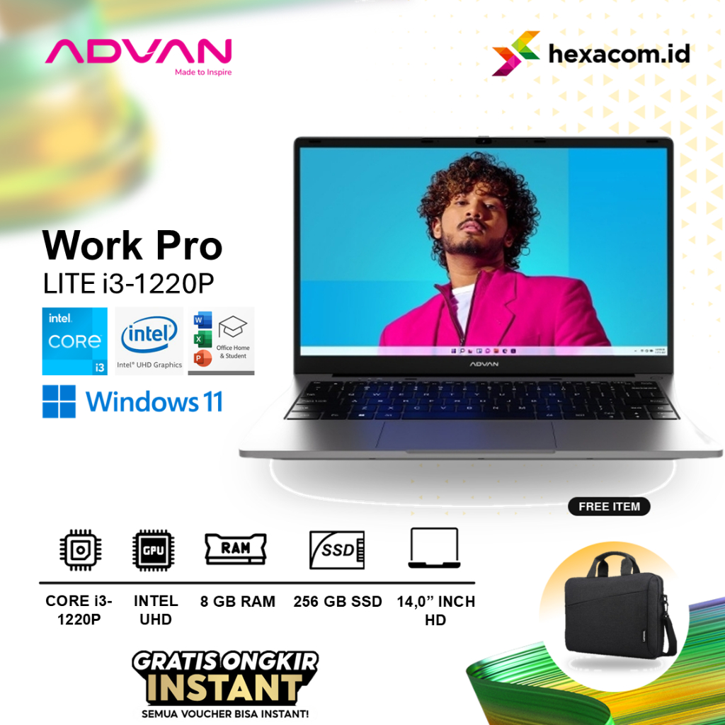 Jual Advan Work Pro Lite Laptop i3-1220P RAM 8GB 256GB SSD 14" Windows ...