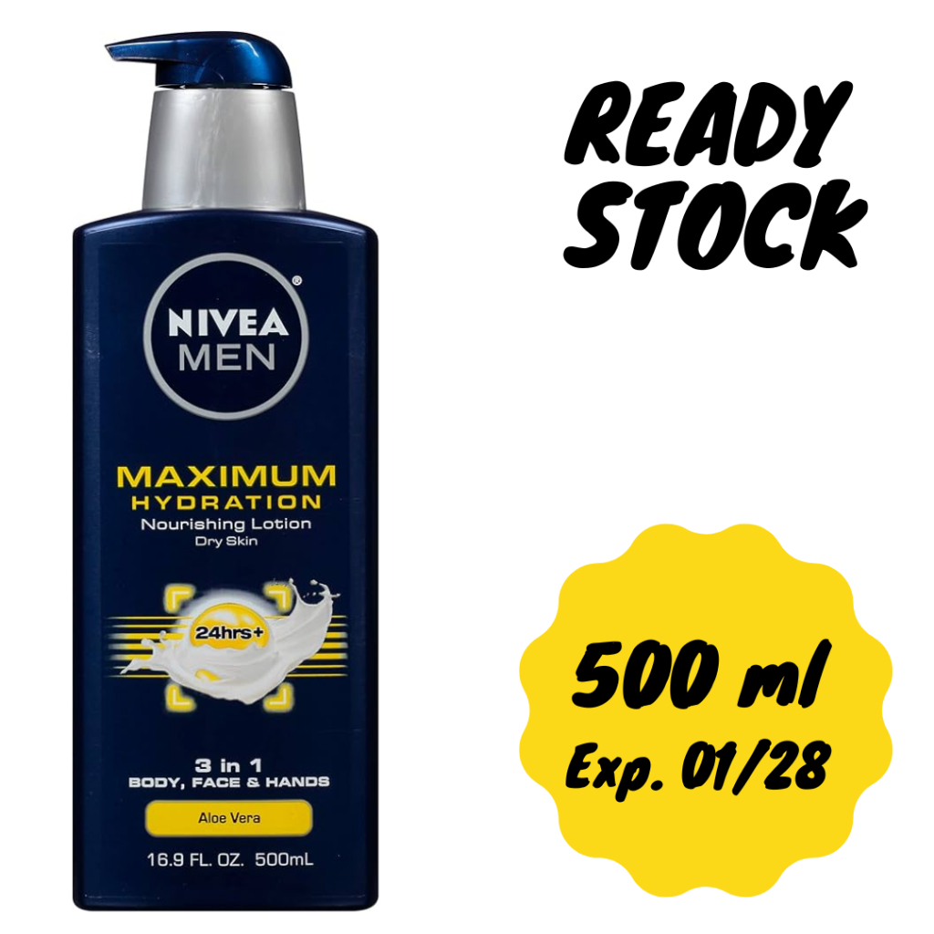 Jual Nivea Men Maximum Hydration 3in1 Nourishing Lotion Aloe Vera 500 ...