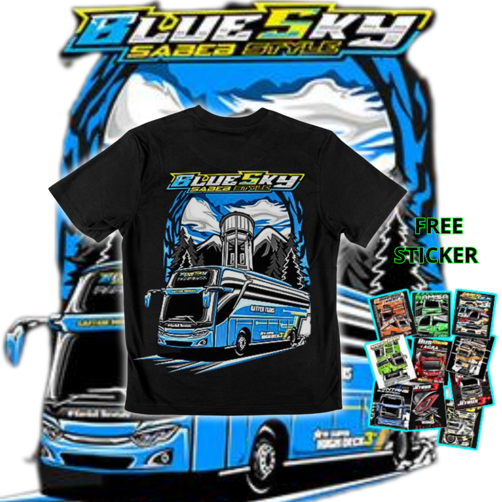 Jual Baju Anak Bus BLUE SKY Kaos Vektor Bus Telolet Anak Laki-Laki 1-12 Tahun | Shopee Indonesia