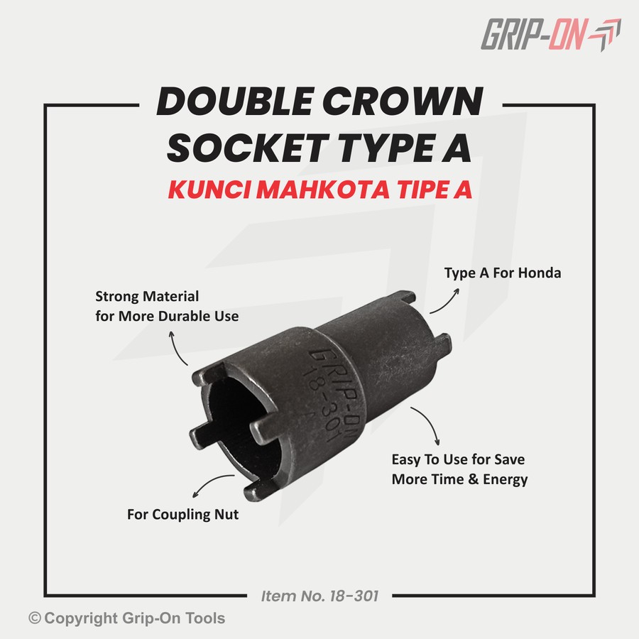 Jual Kunci Socket Mahkota Double Crown Grip-On Kunci Mahkota Ganda Mur Kopling - TYPE A | Shopee ...