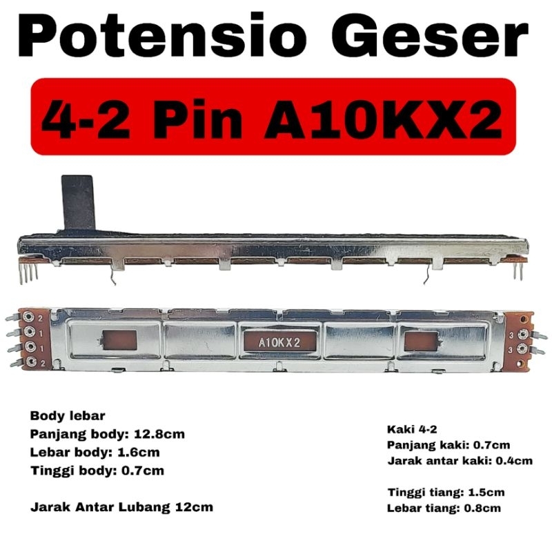 Jual Potensio Geser 12.8cm kaki 4-2 10k potentio mixer stereo body ...
