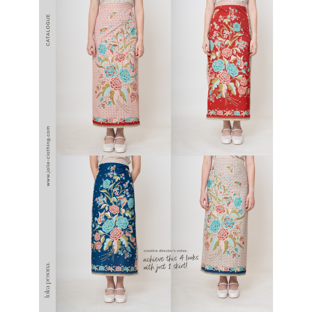 Jual Jolie Clothing Natya Reversible Wrap Skirt in Red & Navy / 4 Looks ...