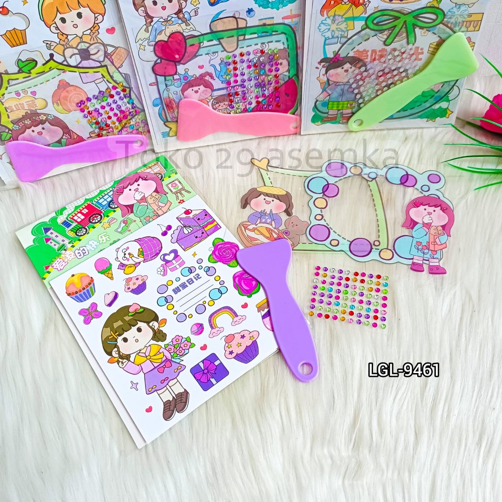 Jual SET STICKER (5 IN 1) LGL-9461 3 LEMBAR STICKER PERATA GLITTER LUCU ...
