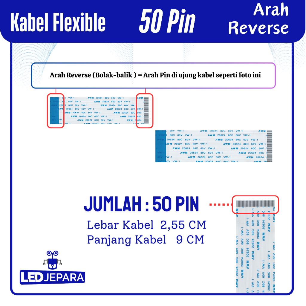 Jual Kabel Flexible FFC FPC Motherboard Laptop Asus X200 50 Pin Reverse ...
