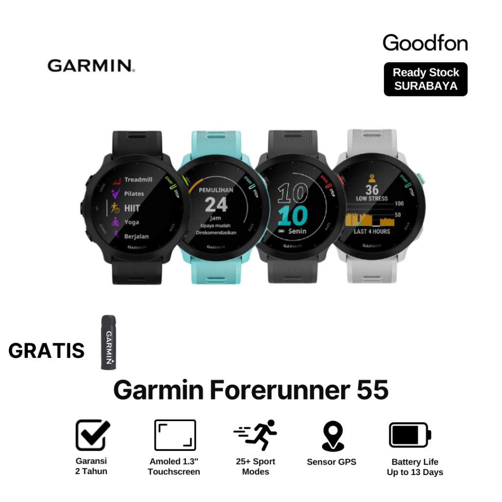 Jual Garmin Forerunner 55 FR55 Running Smartwatch GPS Garansi Resmi TAM ...