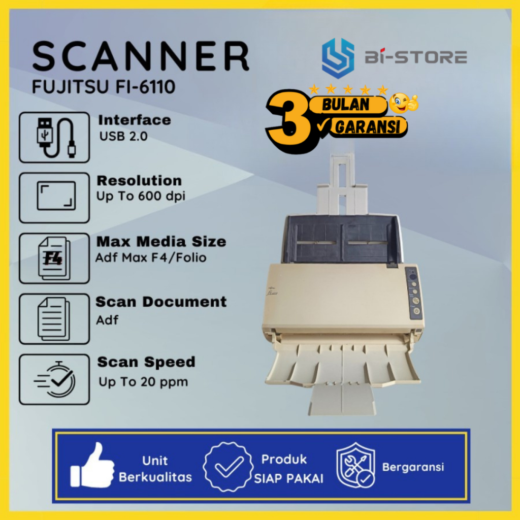 Jual Scanner Fujitsu FI-6110 Bisa Scan Folio F4 Atau Legal Siap Pakai ...