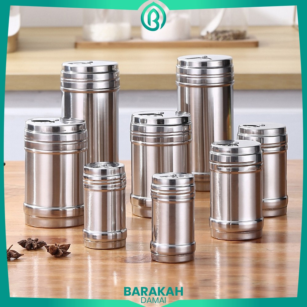Jual Tempat Bumbu Dapur Stainless Tempat Merica Gula Tutup Putar ...