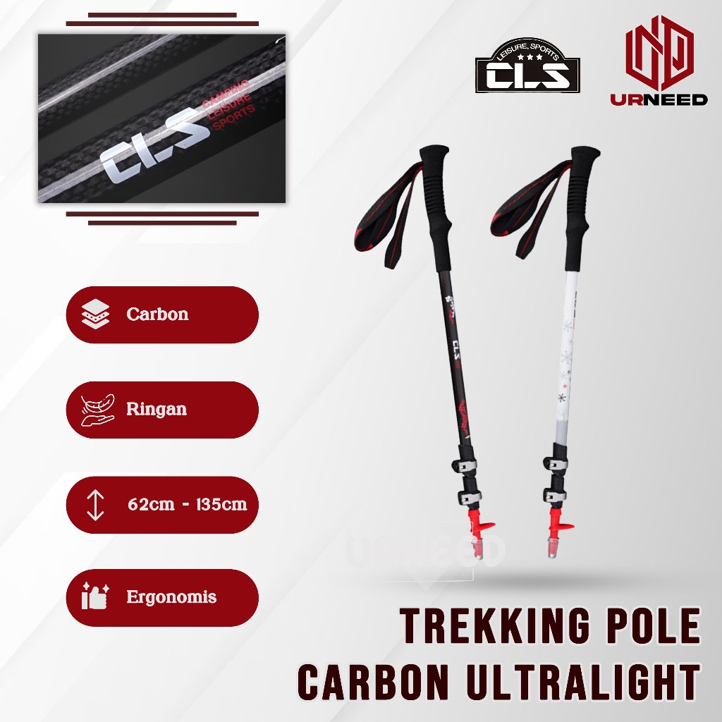 Jual CLS Trekking Pole Carbon Fiber Telescopic Ultralight EVA Grip ...