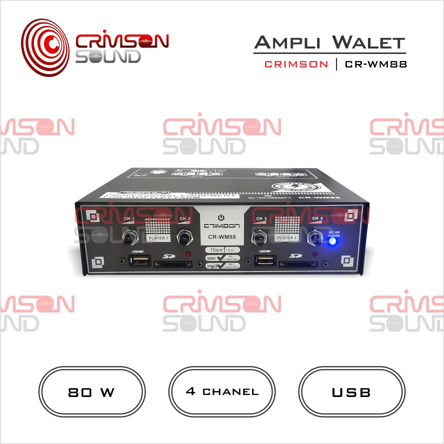 Jual AMPLIFIER PEMANGGIL WALET 4 CHANEL CRIMSON CR - WM88 AC/DC LOW ...