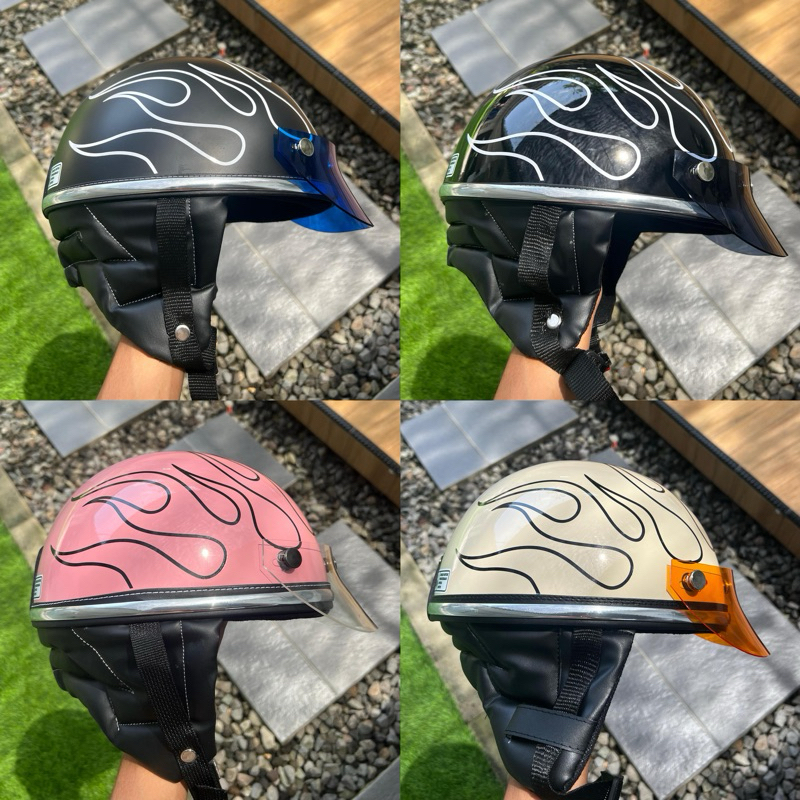 Jual Helm Chips Retro Motif Api Free Topi/Pet | Shopee Indonesia