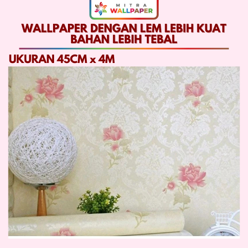 Jual Wallpaper Dinding Batik Crem Bunga Wallpaper Dinding Ruang Tamu ...