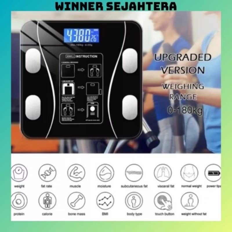 Jual TIMBANGAN BADAN DIGITAL MONITOR WITH SMART WEIGHT SCALE BLOETOOTH ...