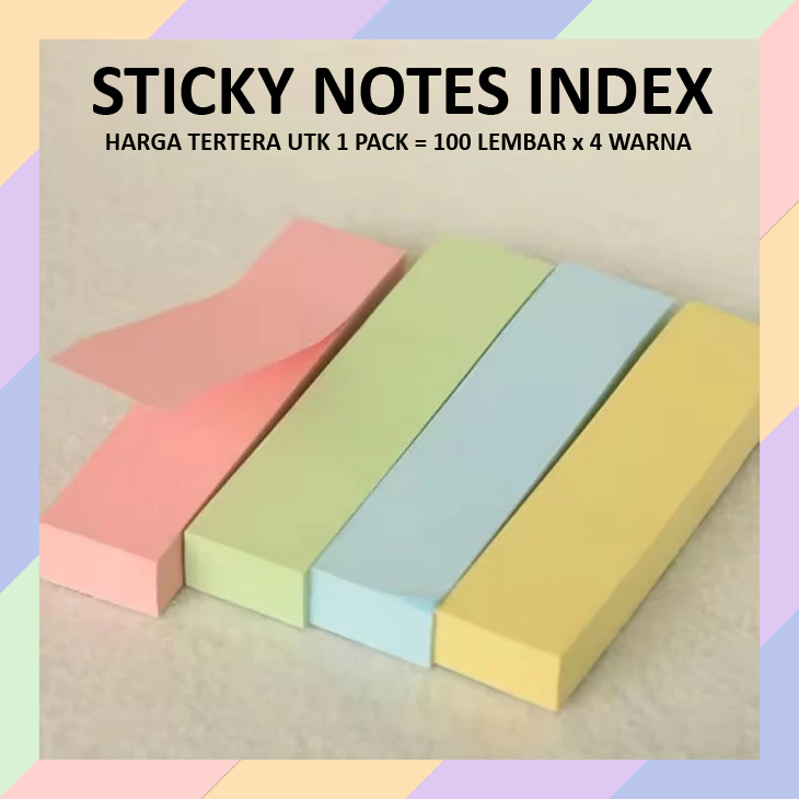 Jual TG13 Sticky Notes INDEX Memo Polos 4 Warna Lucu Pastel Persegi ...